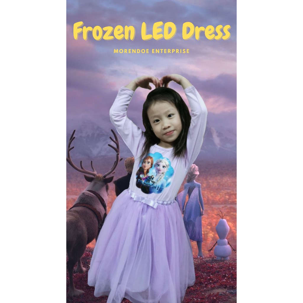 LED Lavender Frozen Elsa Disney Tutu Cartoon Dress Kanak-Kanak ...