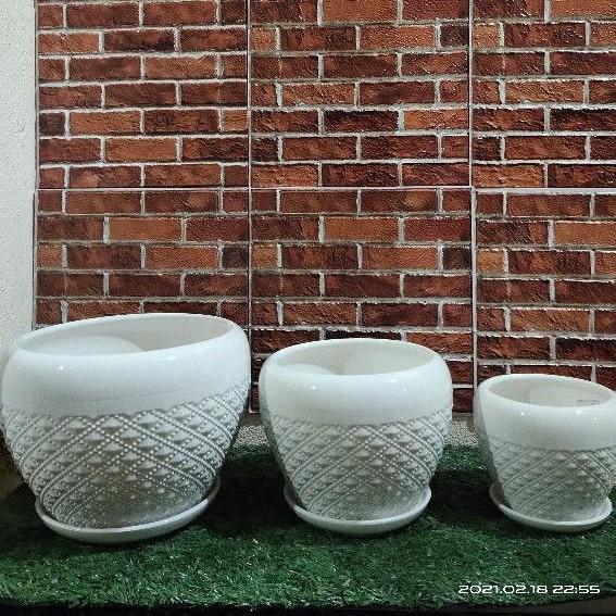 White Vase/Pasu seramik Putih Bercorak Cantik Untuk Gubahan Bunga/Deco ...