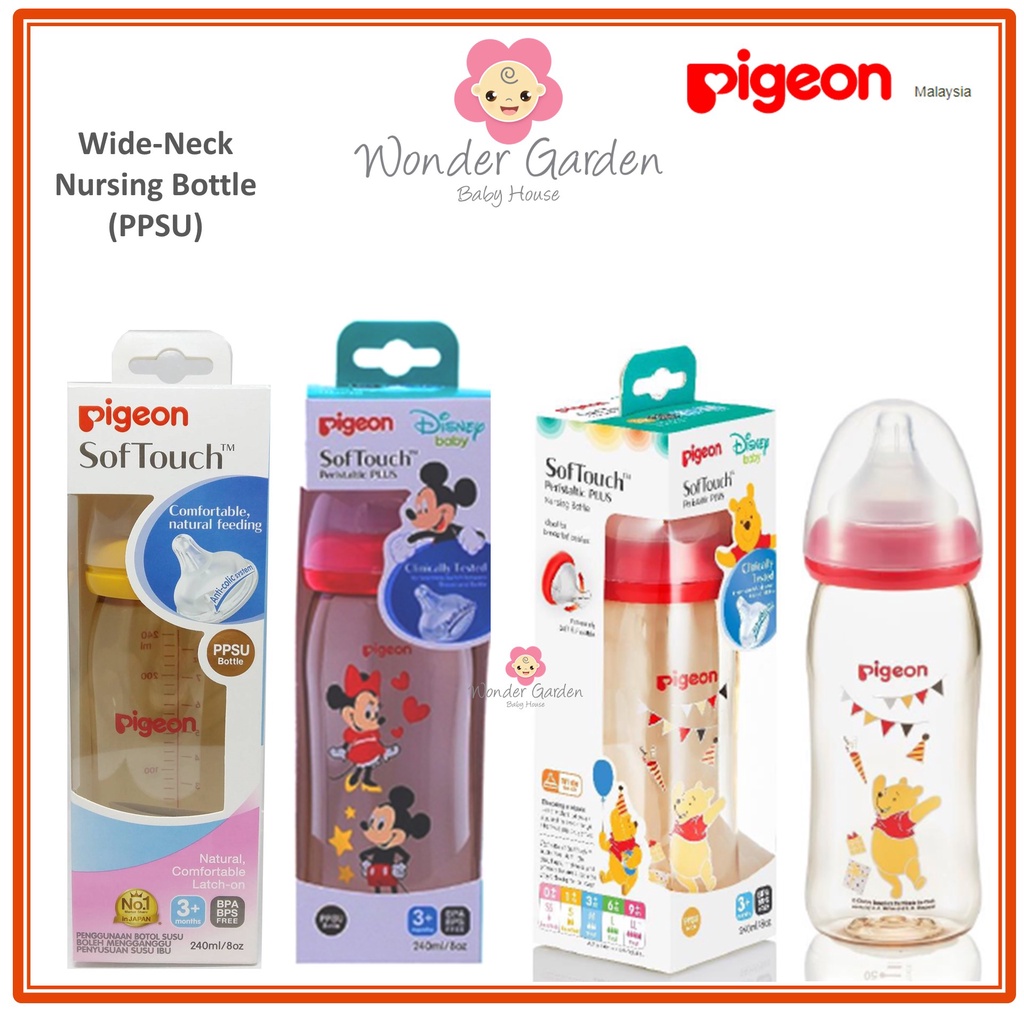 Pigeon Softouch (PPSU) Wide-neck Nursing Bottle (160ml/5oz & 240ml/80z) | Shopee Malaysia