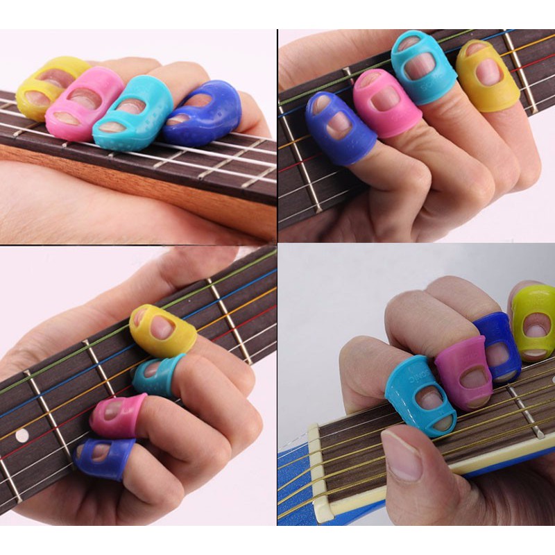 5pcs/set Guitar Silicone Fingertip Protector Gel Finger Guards Guitarra ...