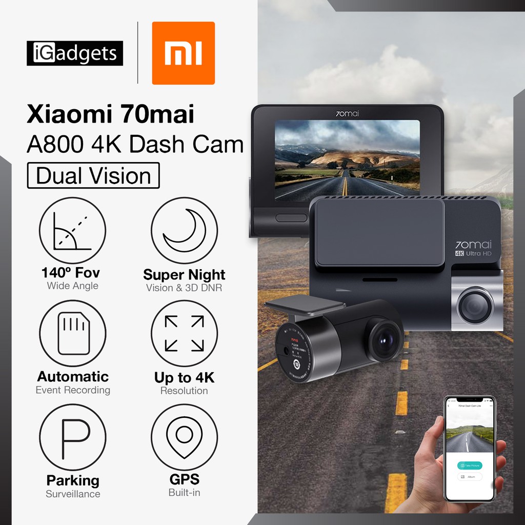 Xiaomi 70mai A800 4K Dash Cam DVR GLOBAL VERSION Shopee Malaysia