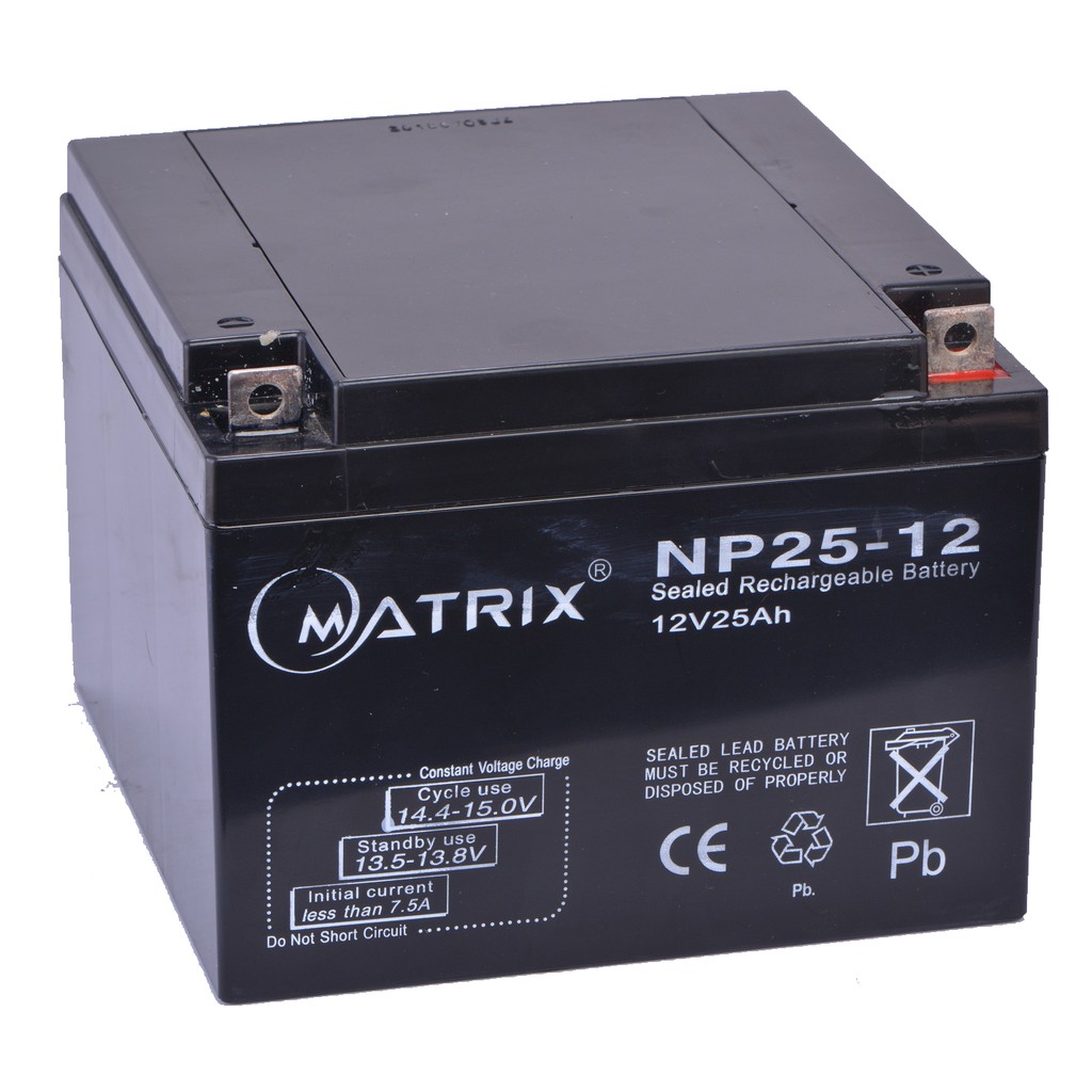 Solar Panel / Home Alarm / UPS Battery Backup 12V 25AH Battery Matrix ...