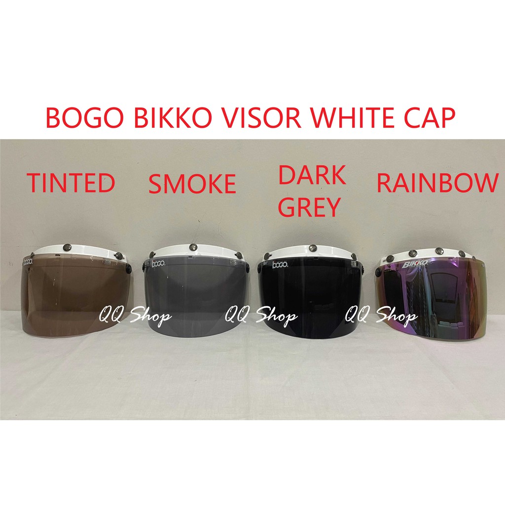 BOGO BIKKO VISOR WHITE CAP ( TINTED / SMOKE / DARK GREY / RAINBOW) 100% ...