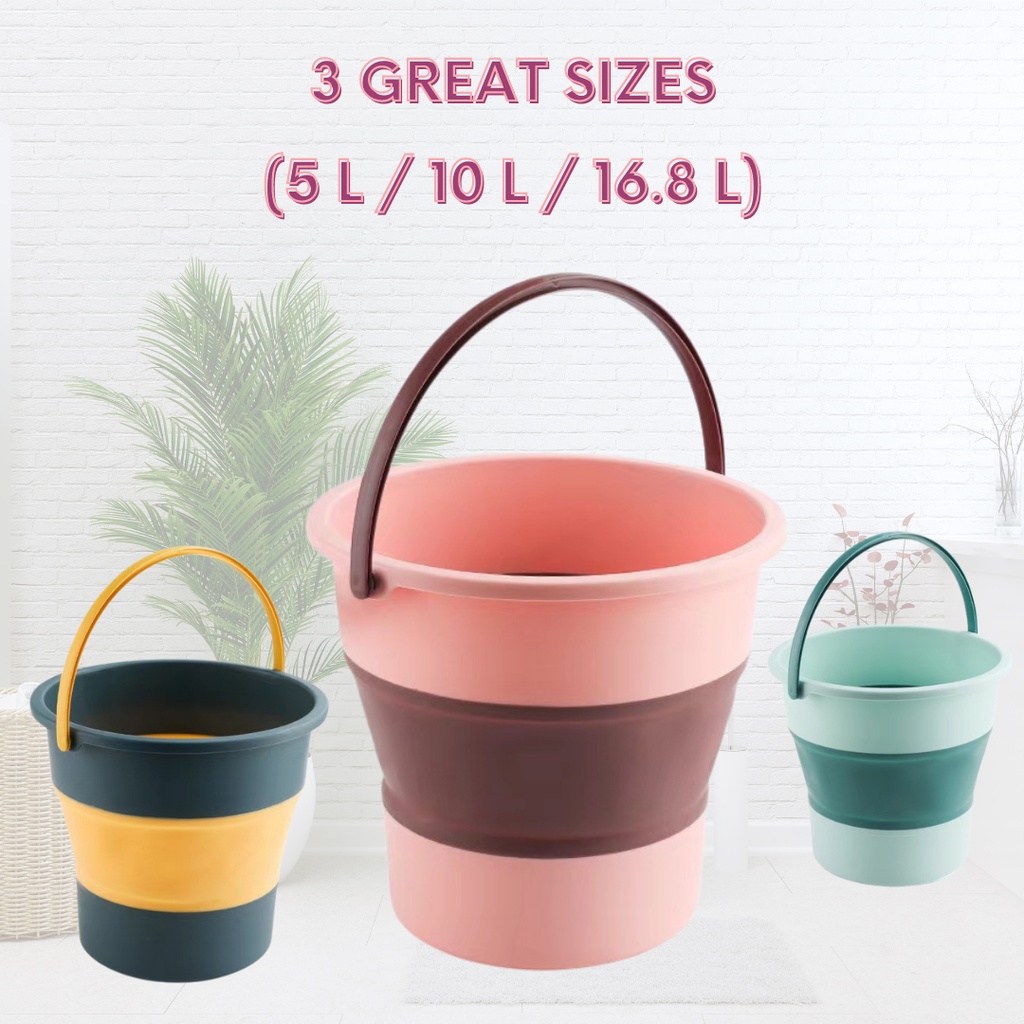 Foldable Collapsible Portable Water Bucket with Handle [Baldi Lipat ...