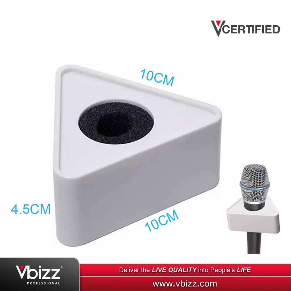 MIC FLAG TRIANGLE BOX Microphone Mic Flag Station for Interview - White ...