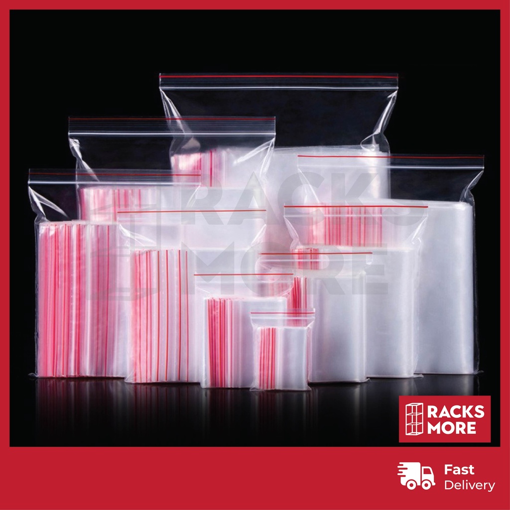 [Ready Stock] 100pcs Zipper Bag Transparent Plastic Bag Transparent Zip ...
