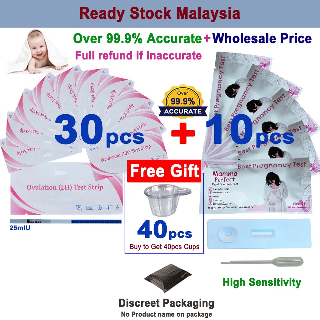 30pcs Ovulation Test Strip OPK + 10pcs Pregnancy Test Casette Box UPT ...