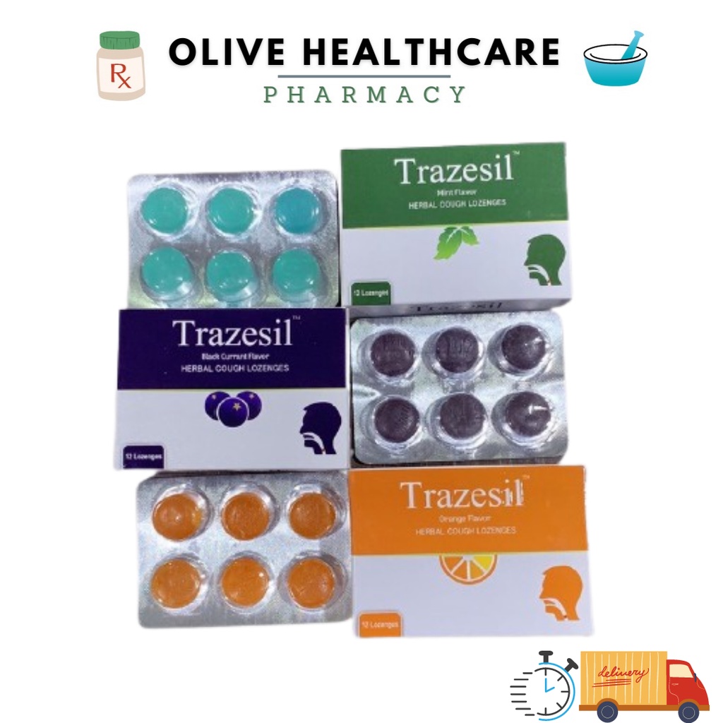 TRAZESIL HERBAL COUGH LOZENGES ORANGE/ BLACKCURRANT/ MINT FLAVOUR ...