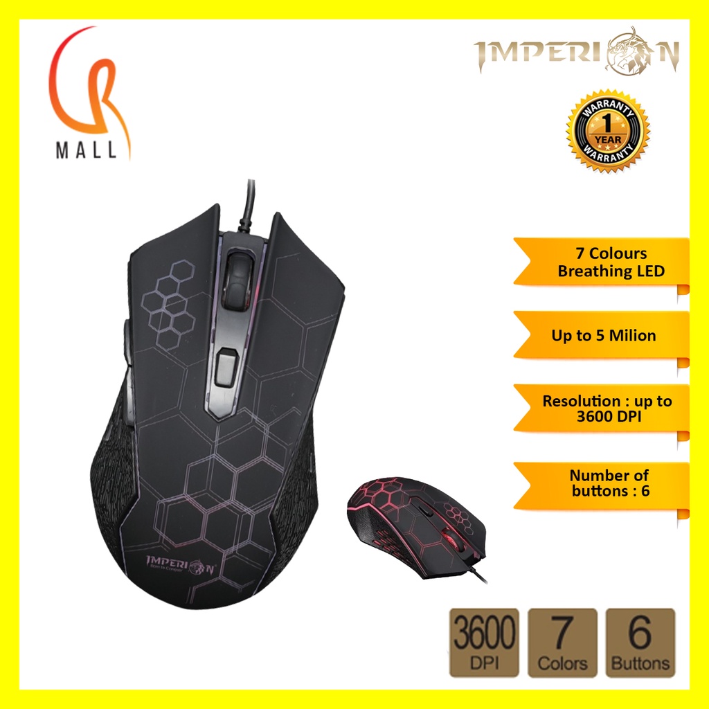 IMPERION M210 CYBERB 3600PI USB WIRED GAMING MOUSE [READY STOCK ...