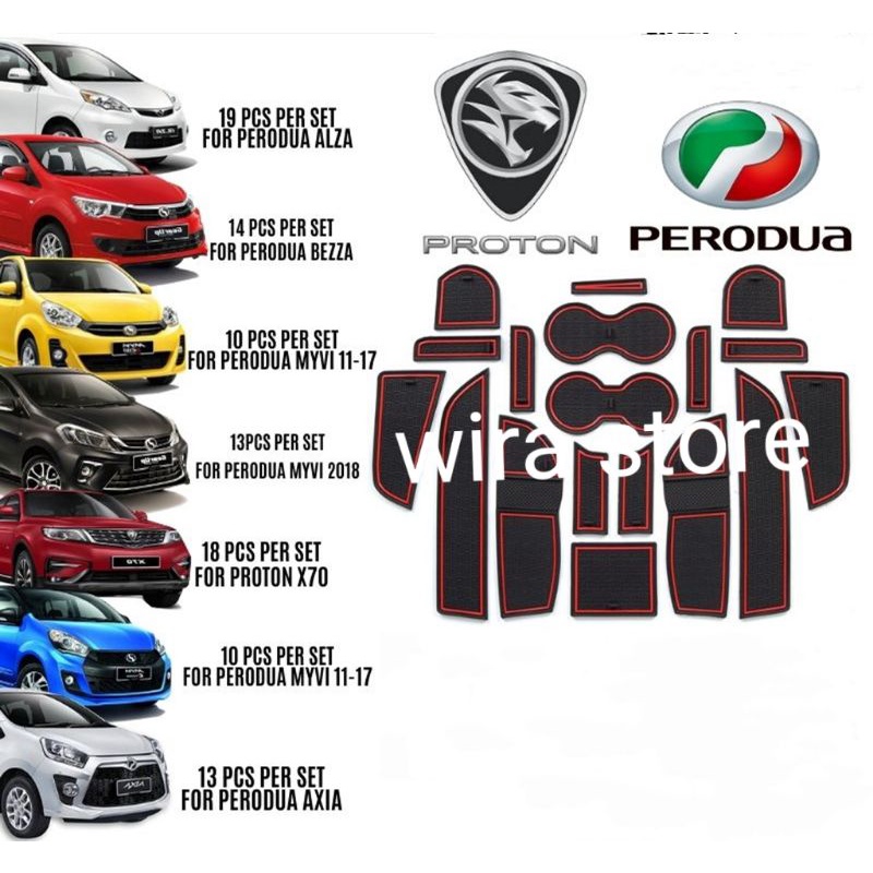 PROTON / PERODUA RED Interior Slot Mat Storage Tank Mat BEZZA AXIA MYVI ...