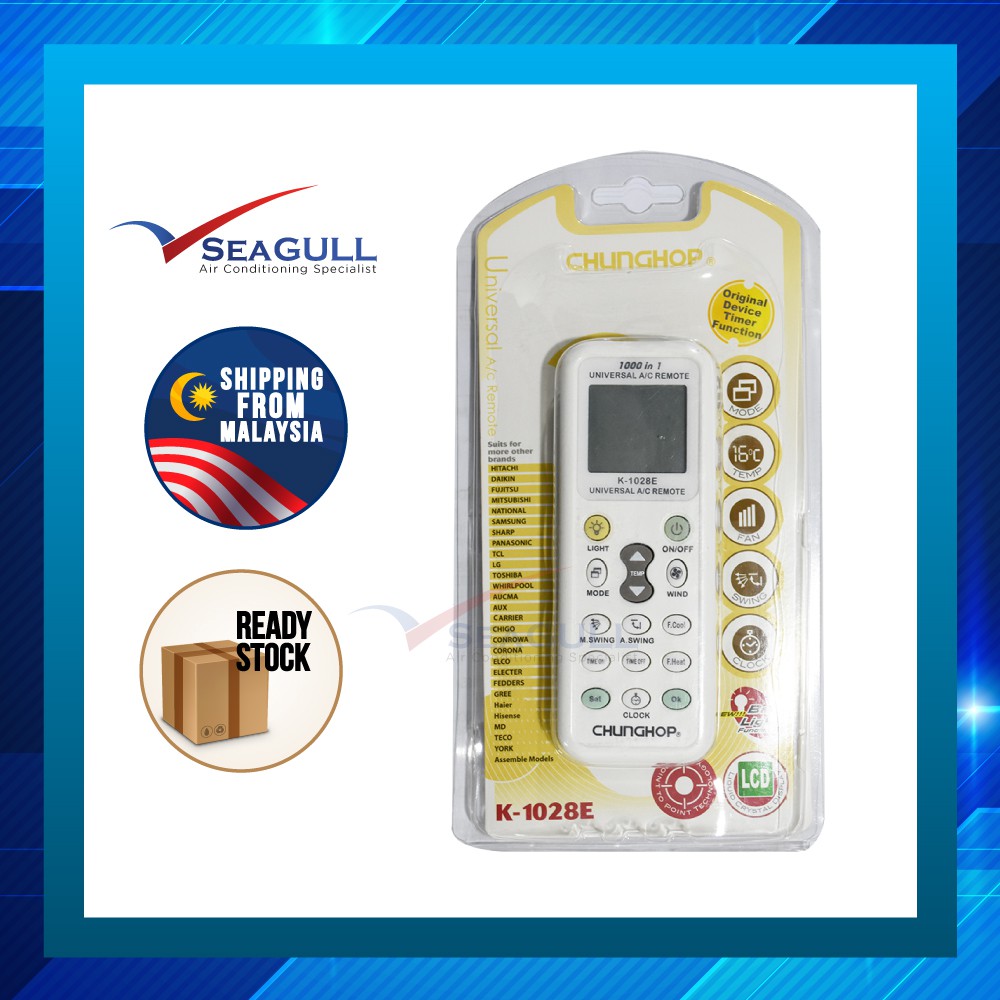 Chunghop K-1028E Universal Aircon Remote Controller (Original) | Shopee ...