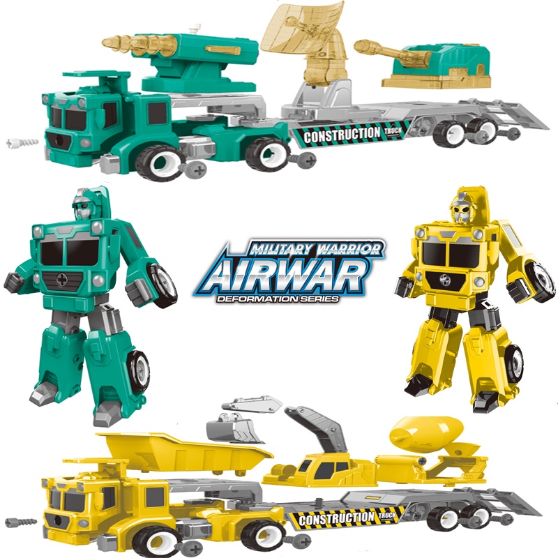 Children DIY Transformers Assembly Model Toys Engineering Vehicle Fire ...