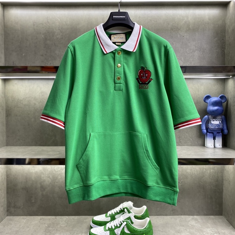 [ New 2023 ] Gucci Apple Polo Shirt With Embroidered Apple Logo LA 1-1 ...