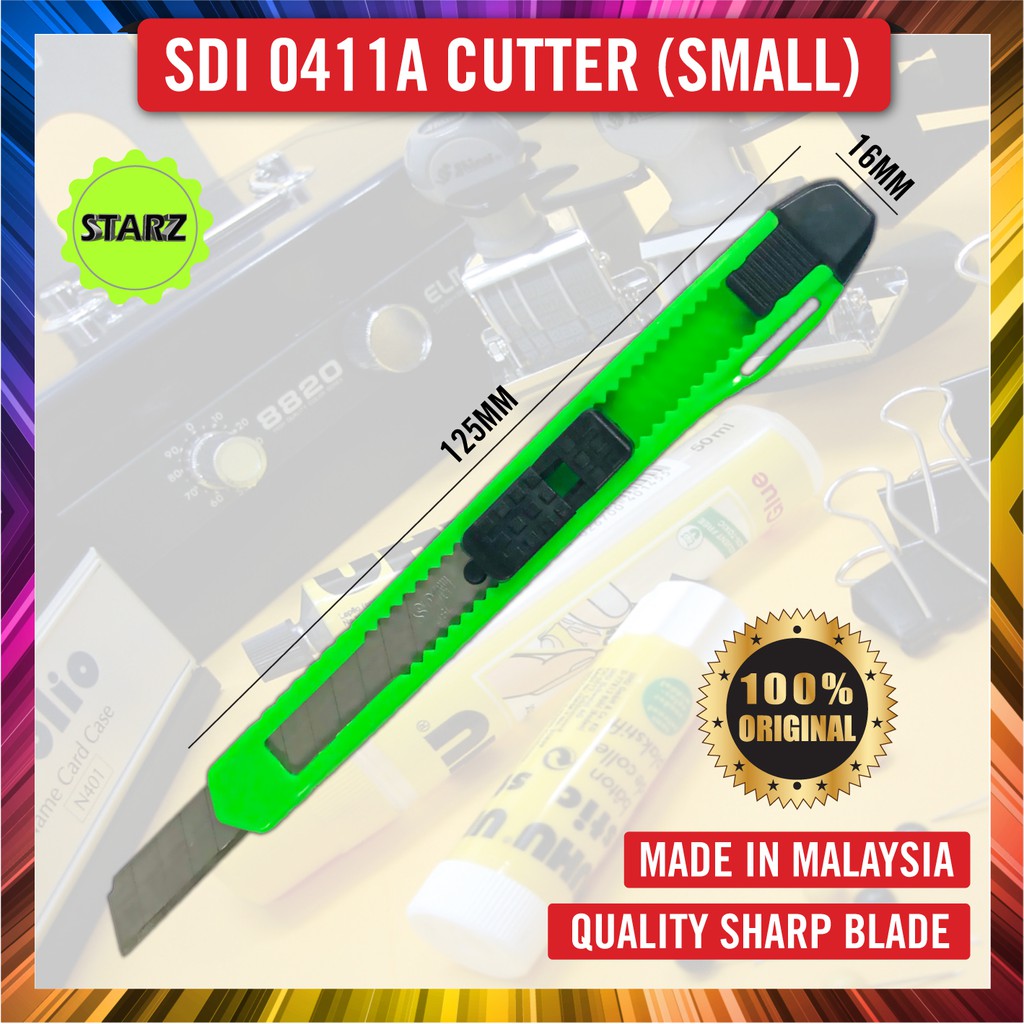SDI 0411A Small Cutter Knife 9mm / Pisau Tolak Kecil Pemotong 125mm x ...
