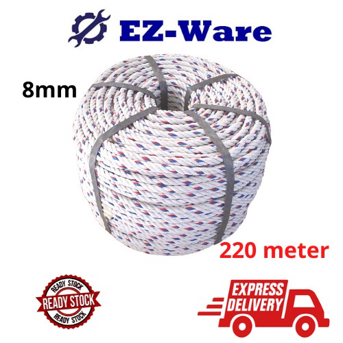 8mm PP ROPE TALI PP NYLON PUTIH (220 METER) | Shopee Malaysia