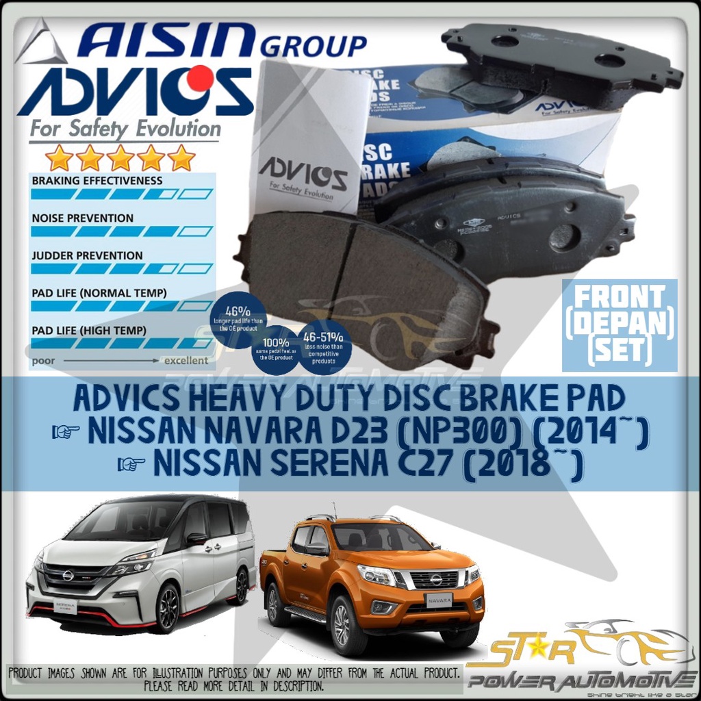AISIN ADVICS Heavy Duty Nissan Navara D23 NP300 (2014~) / Serena C27 ...