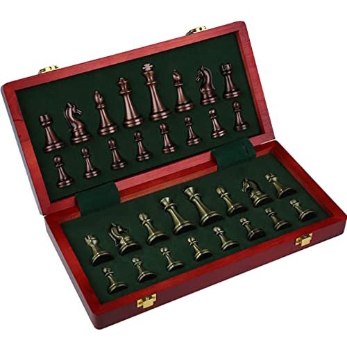 12 Inches Chess Set with Folding Wooden Chess Board and Classic ...