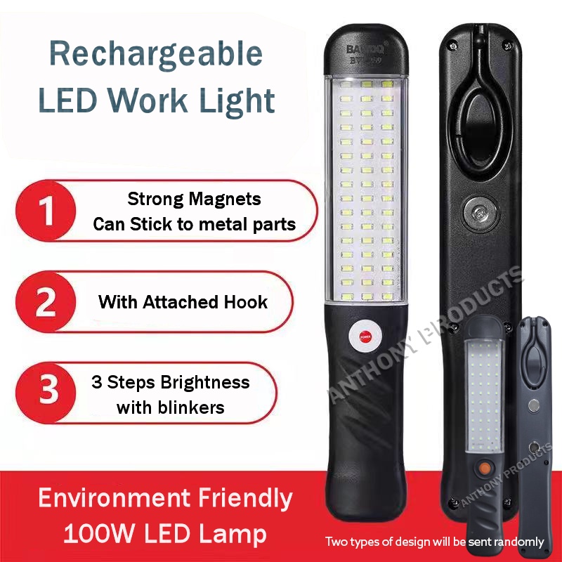 Rechargeable LED Work Light Lamp with Magnet and hook Lampu kerja ...
