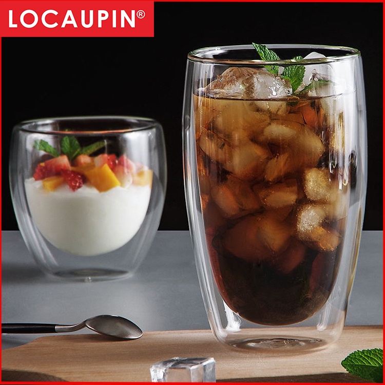 Locaupin Double Wall Glass Coffee Mugs Juice Mugs Teacups Heat ...