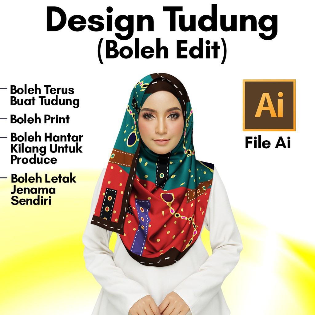 Design Tudung 10 I File AI I Photoshop I Template Illustrator - Sesuai ...