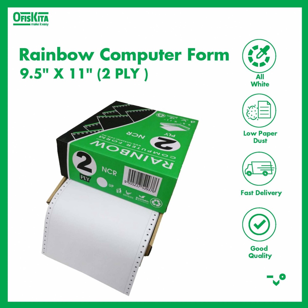RAINBOW COMPUTER FORM 9.5" X 11" (2 PLY) | Shopee Malaysia