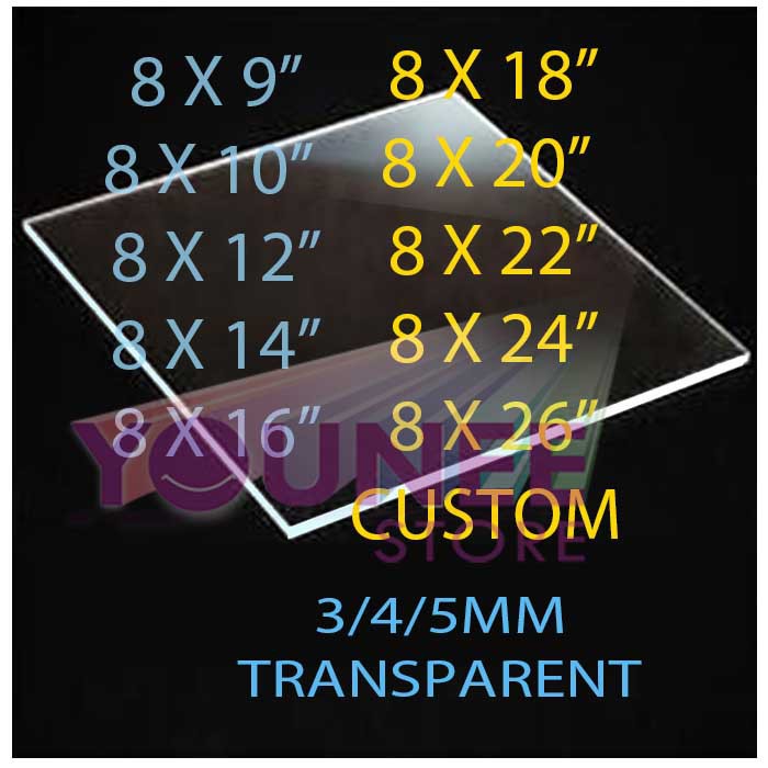 8 INCHES HIGH TRANSPARENT ACRYLIC SHEET, PERSPEX , plastic clear ...