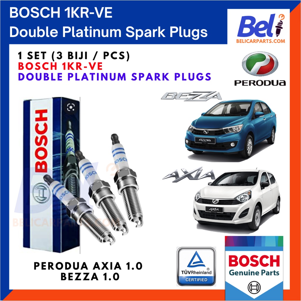 Bosch Spark Plug 1KR-VE Perodua Axia 1.0 Year 2017 Onward / Bezza 1.0 ...