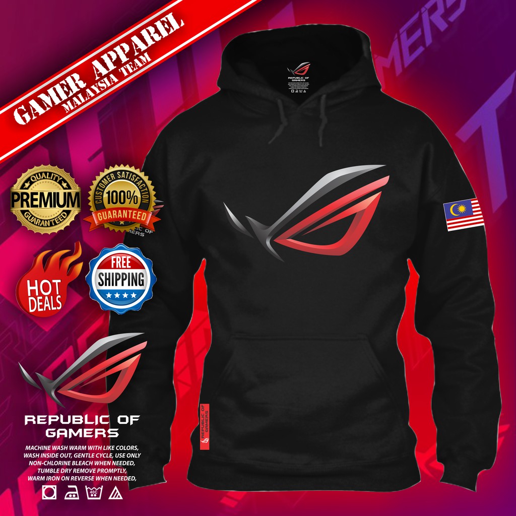Hoodie Asus ROG Gamer Malaysia Team PC Gaming Super Premium T-shirt ...