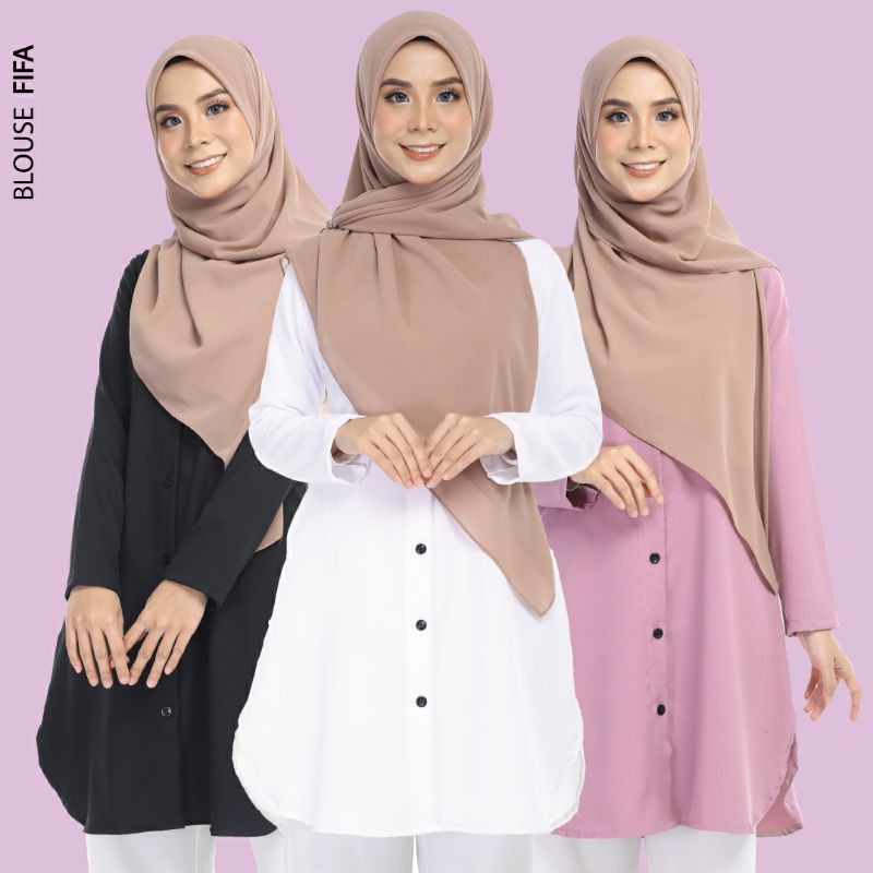 BLOUSE FIFA ️BLOUSE BUTANG.BLOUSE MUSLIMAH.BLOUSE LABUH. | Shopee Malaysia