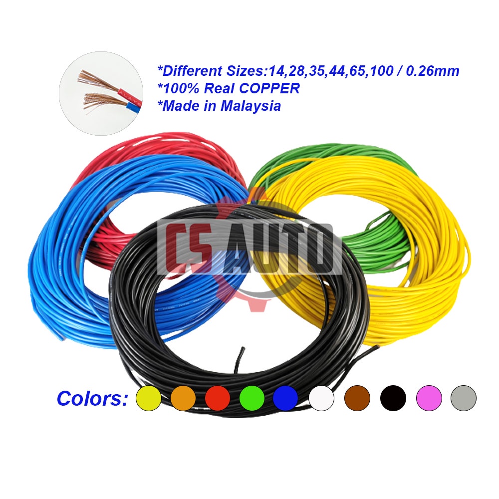 1 meter 100% Copper 28/0.26mm Car Lorry Automotive Wire Cable Wayar ...