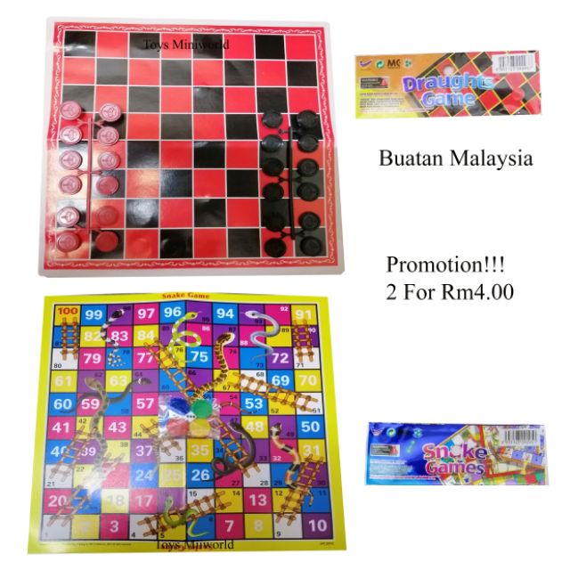 Dam Ular/Snake and Ladder/Checkers/Draught Game | Shopee Malaysia