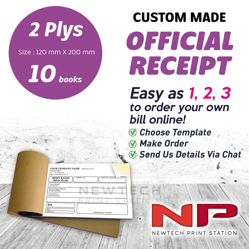 Official receipt / resit rasmi / buku resit - ncr bill book 2 ply | BeeCost