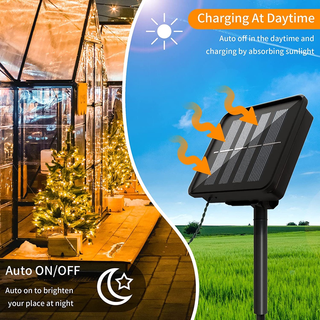 Solar Lights LED Fairy String Lights Waterproof 8 Lighting Modes String ...