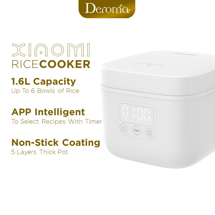 Deroma Xiaomi Smart Rice Cooker 1.6LMi Mijia LED Display (Connect App ...