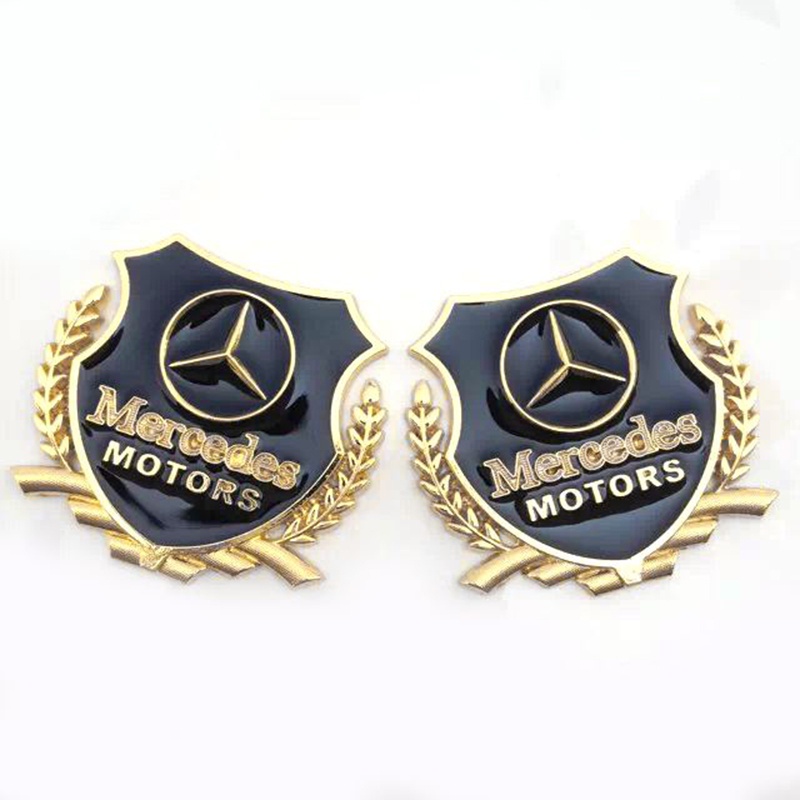 2pcs Mercedes-Benz Wheat Ear Badge 3D Metal Car Side Door Badge ...