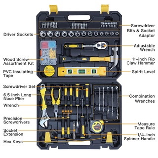 KEELAT 108 Pcs Toolbox Set Home Tool Kit For DIY and Quick Repairs Home Basic Tool Box Set Tools ...