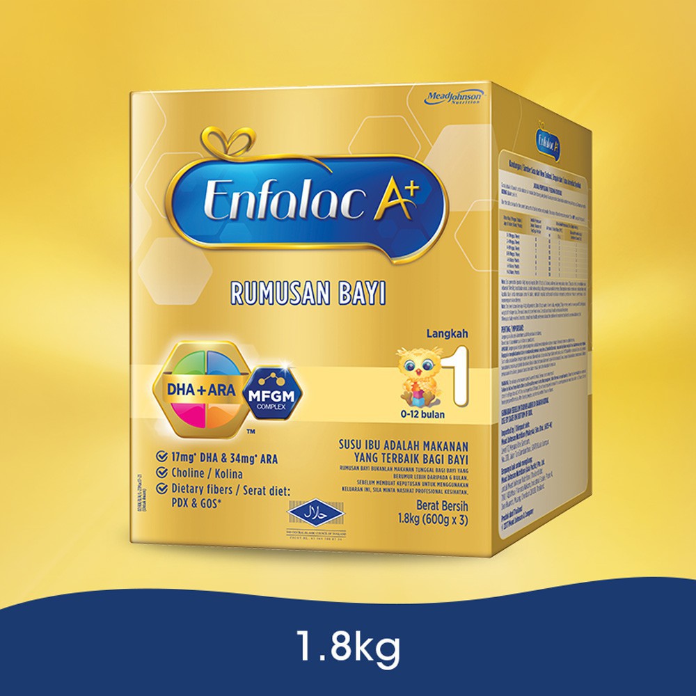 Enfalac A+ Step 1 Infant Formula Milk Powder 0-12 Months (3 x 600g) 1 ...
