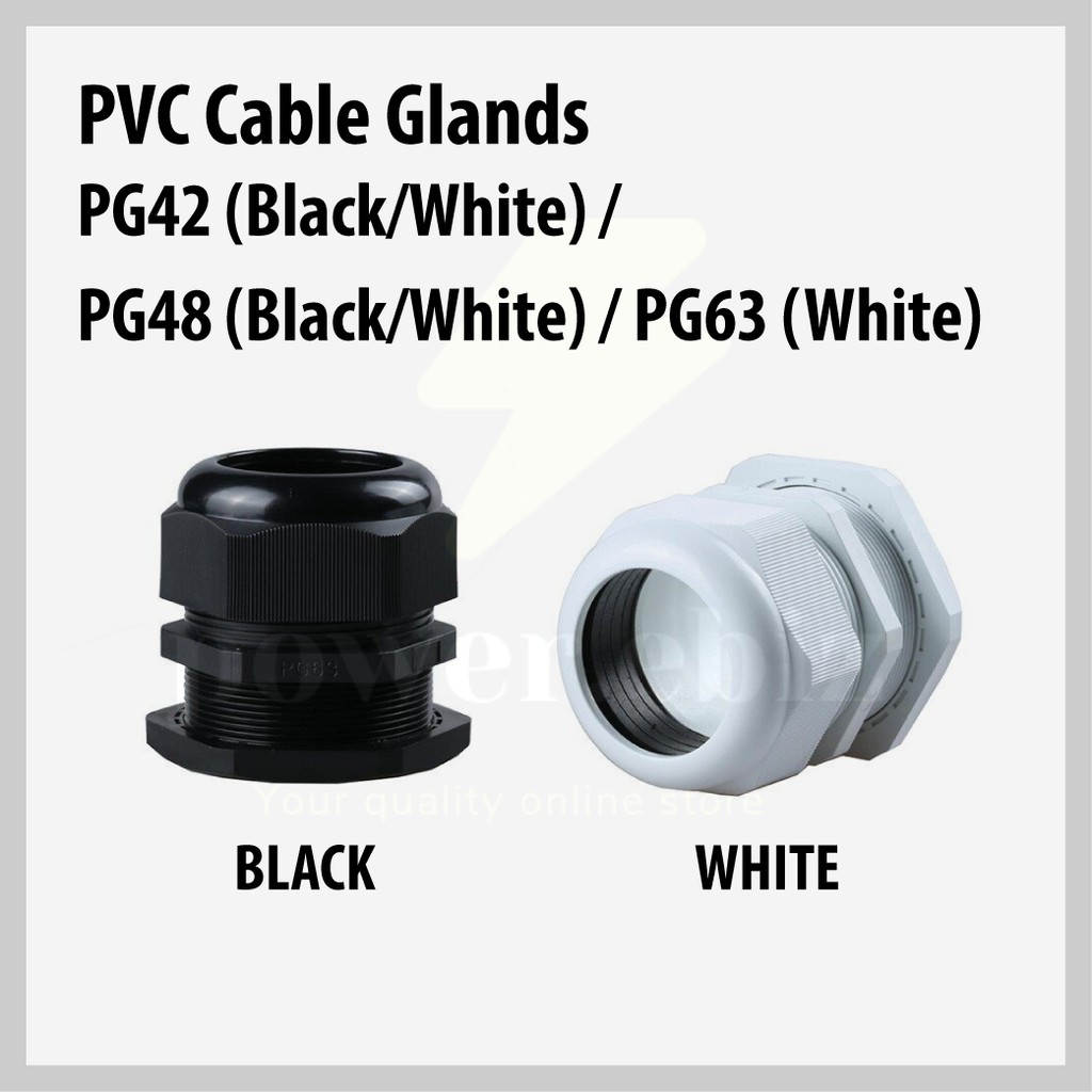 PVC Cable Gland PG42 (Black) / PG42 (White) / PG48 (Black) / PG48 ...