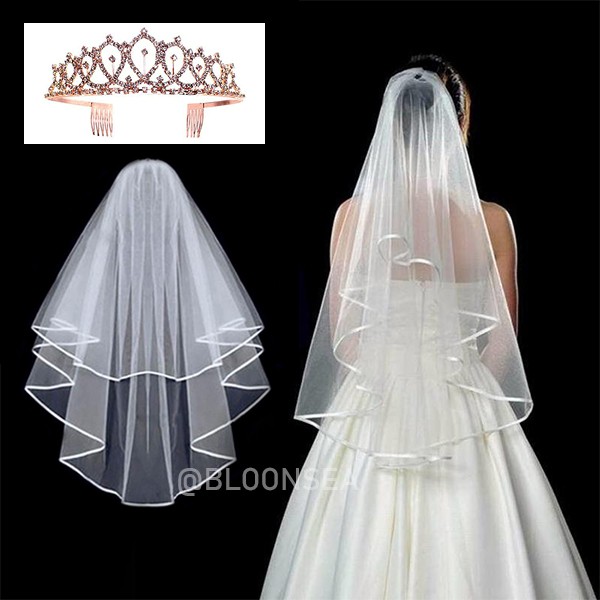 Veil Nikah Crown Tiara Veil Tunang Veil Kahwin Veil Pengantin Bridal ...
