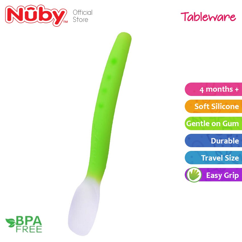 Nuby Garden Fresh Silicone Spoon with Hygienic Case 4m+ (1's) NB5560 | Shopee Malaysia