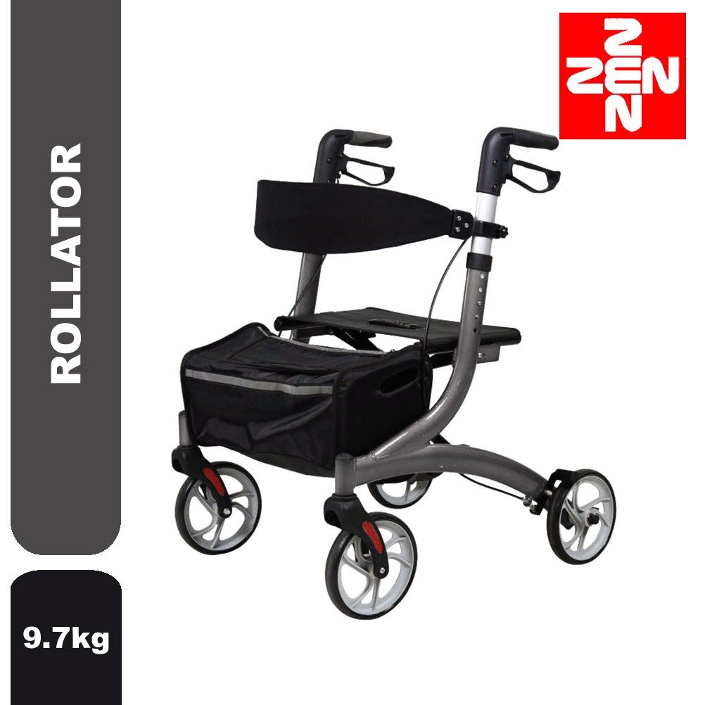 Rollator Walker Adjustable Compact 4Wheel Medical Rolling Mobility Aid ...