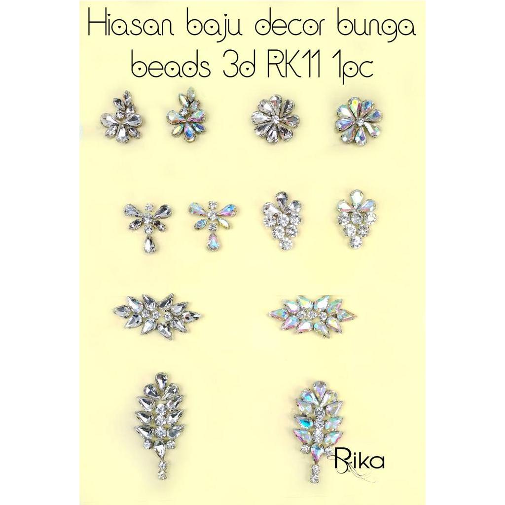 Hiasan baju decor bunga beads 3d RK11 1pc | Shopee Malaysia