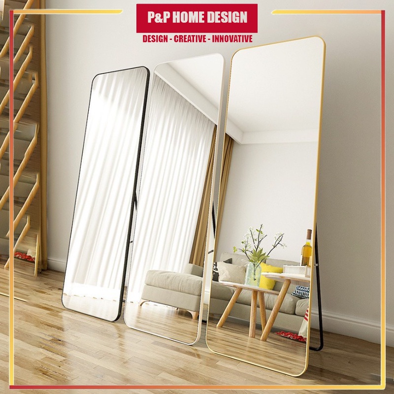 Dressing Curved Stand Mirror Standing Cermin Tinggi Besar Modern Nordic ...