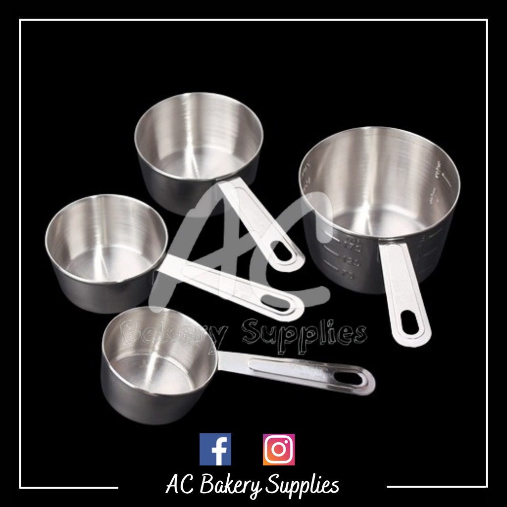 [READY STOCK] 4PCS Stainless Steel Measuring Cup Sukat Penyukat Cawan ...