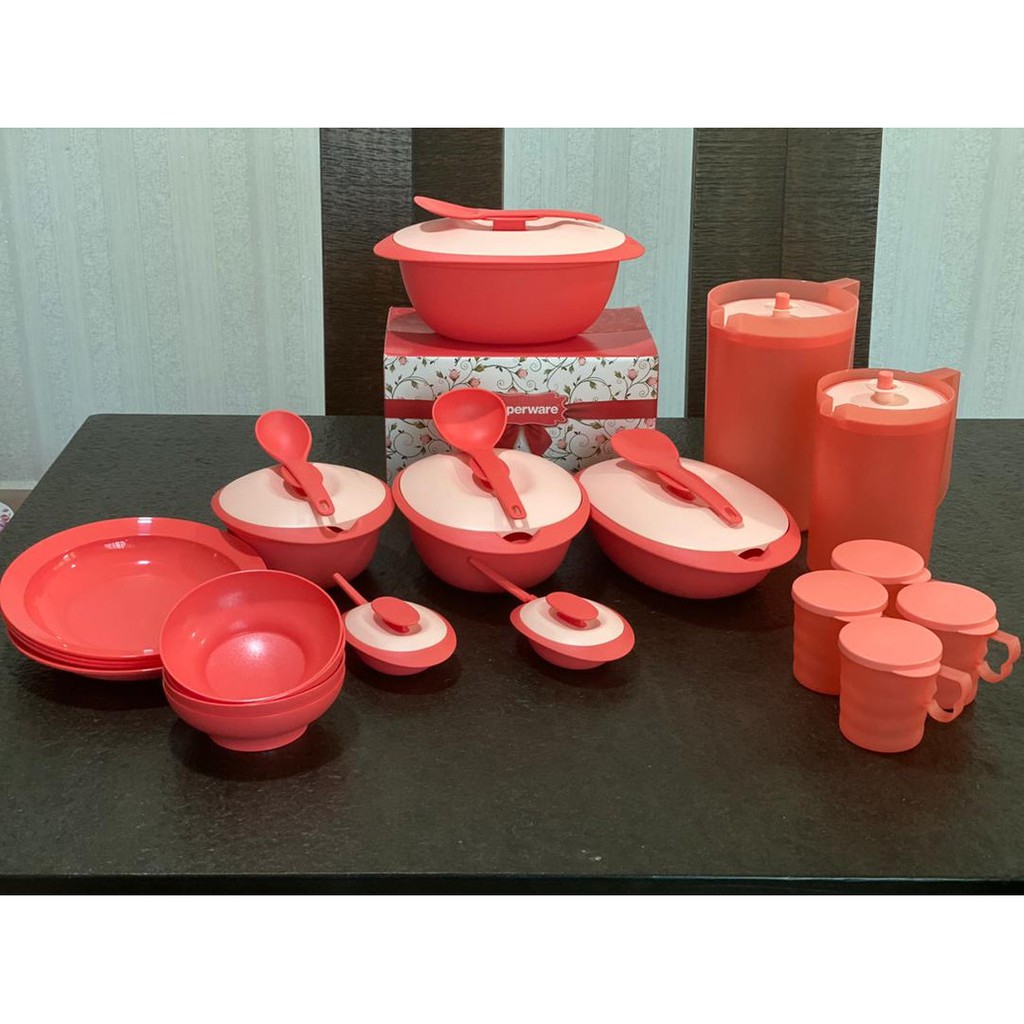 Tupperware Tableware Drinkware Coral Blooms Blossom Full Set (20 pcs ...
