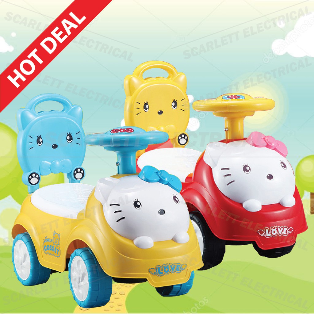 (MUSIC) 1-3 Years Old Kids Ride On Car Hello Kitty with Safety Back ...