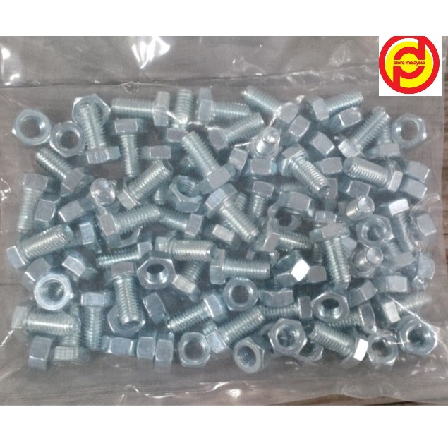 Skru Rak Besi Lubang (M8 x 16mm) / Screw Bolts and Nuts for Angle Bar ...