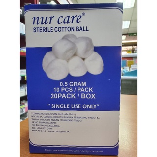 Nurcare Sterile Cotton Balls 20 pack/box (MDA Reg.) Exp: 07/2024 ...