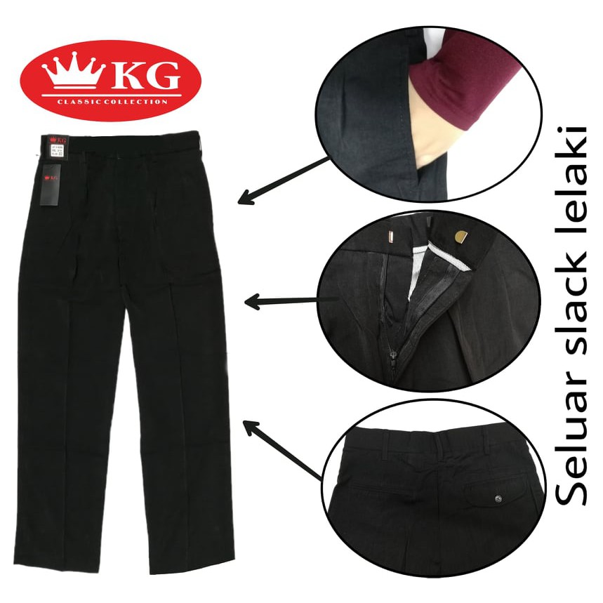 SELUAR SLACK HITAM (kain licin) SLACK LONG PANTS BLACK GOOD QUALITY ...