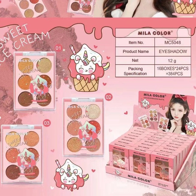 MILA COLOR 6 COLORS SWEET ICE CREAM EYESHADOW PALETTE 12G (MC5048 ...